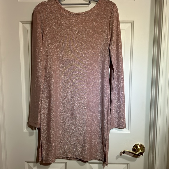 Pretty Garbage | Dresses | Nwt Pink Shimmer Dress Open Back Side Slits ...